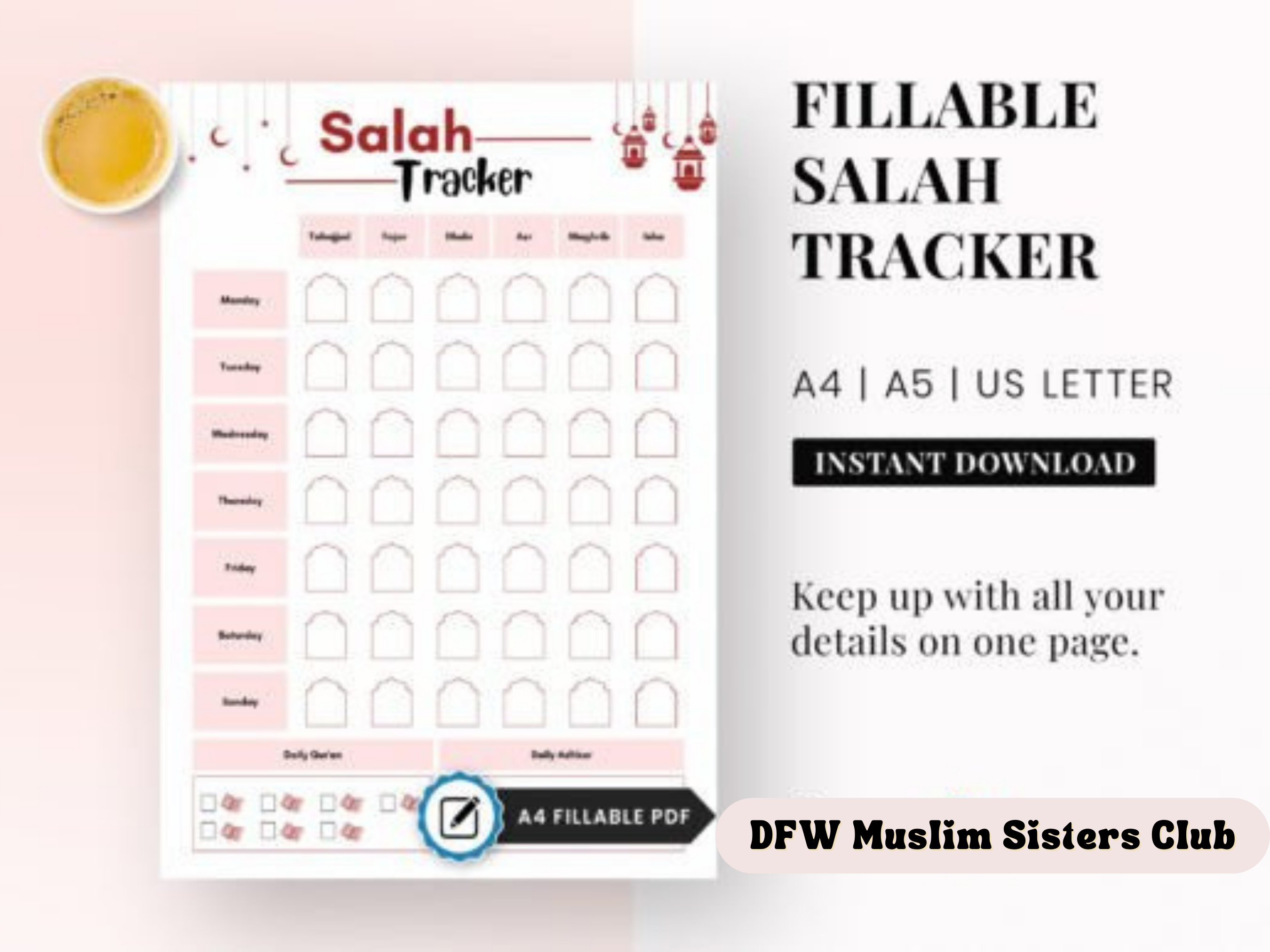 2024 Salah Weekly Tracker Printable Planner PDF A4 A5 Journal Muslim ...