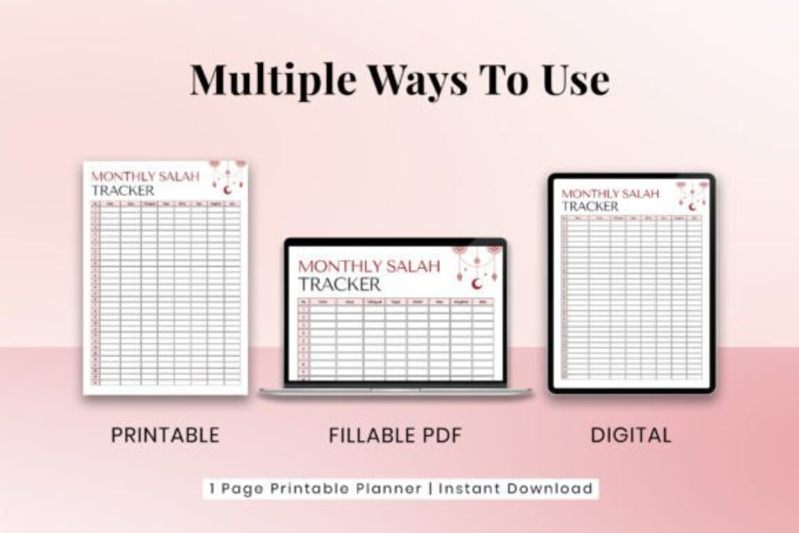 2025 Salah Monthly Tracker Printable Planner PDF A4 A5 Journal Muslim ...