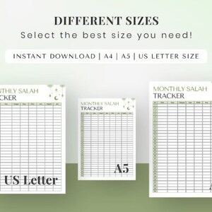 2025 Salah Monthly Tracker Printable Green Planner PDF A4 A5 Journal ...