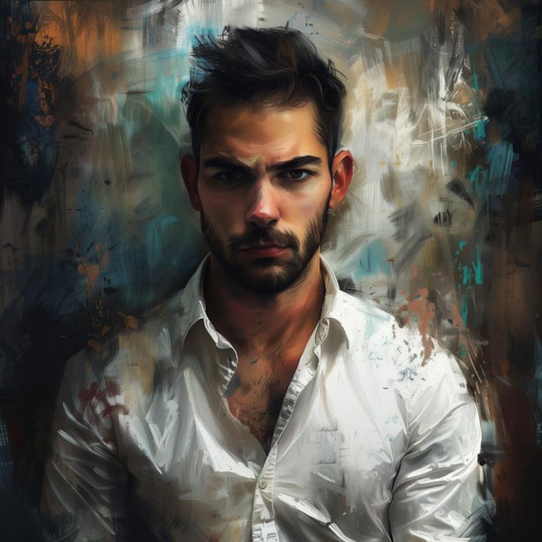 Gay Art, Gay Canvas Print Framed, Intense Male Portrait 2, Home Decor ...