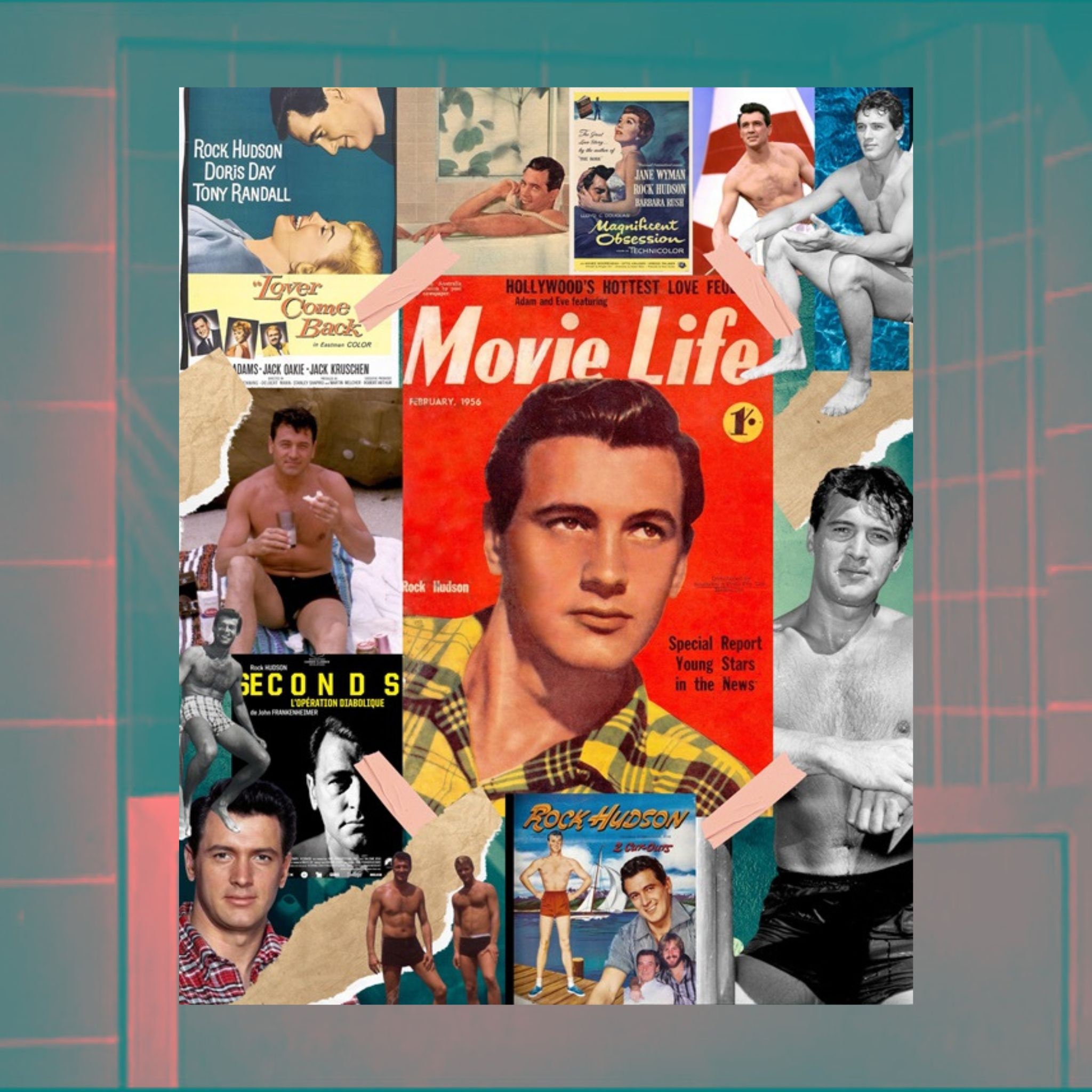Gay Art, Bright Collage, Rock Hudson, Gay Wall Art, Gay Gifts, Queer ...