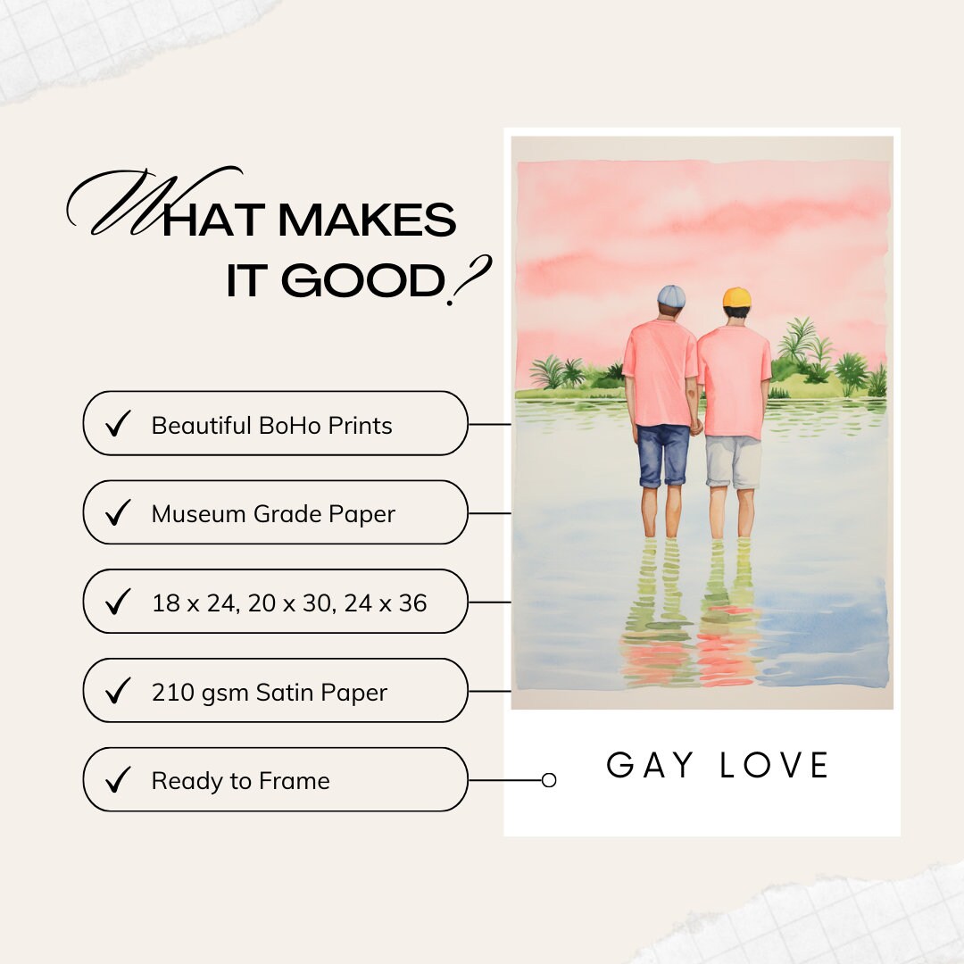 Gay Art I Together I Boho Prints I Gay Gifts I Satin Posters I up to 24 ...