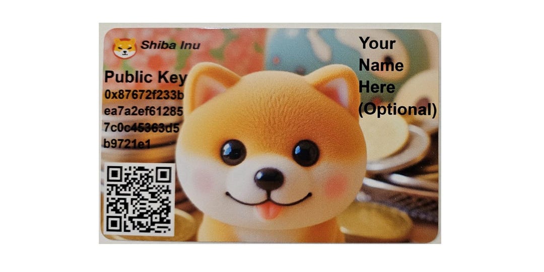 Custom Shiba Inu SHIB Cold Storage Wallet, Crypto Credit Card Size ...