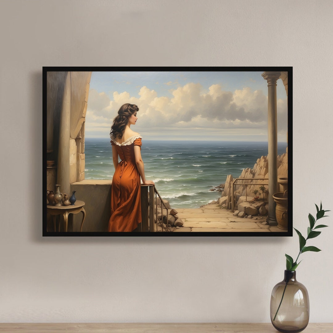 Red Lady of the Sea Vintage Oil Landscape Print PRINTABLE Digital ...