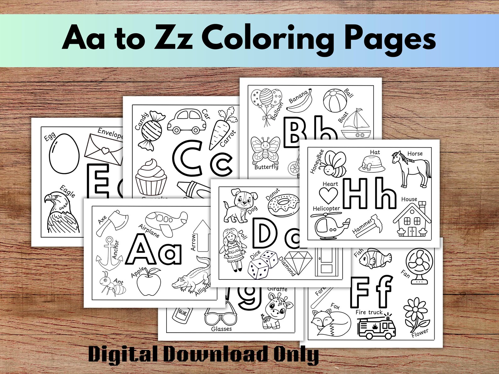 Alphabet Coloring Pages, Homeschool Printable, Preschool Activity, Kids ...
