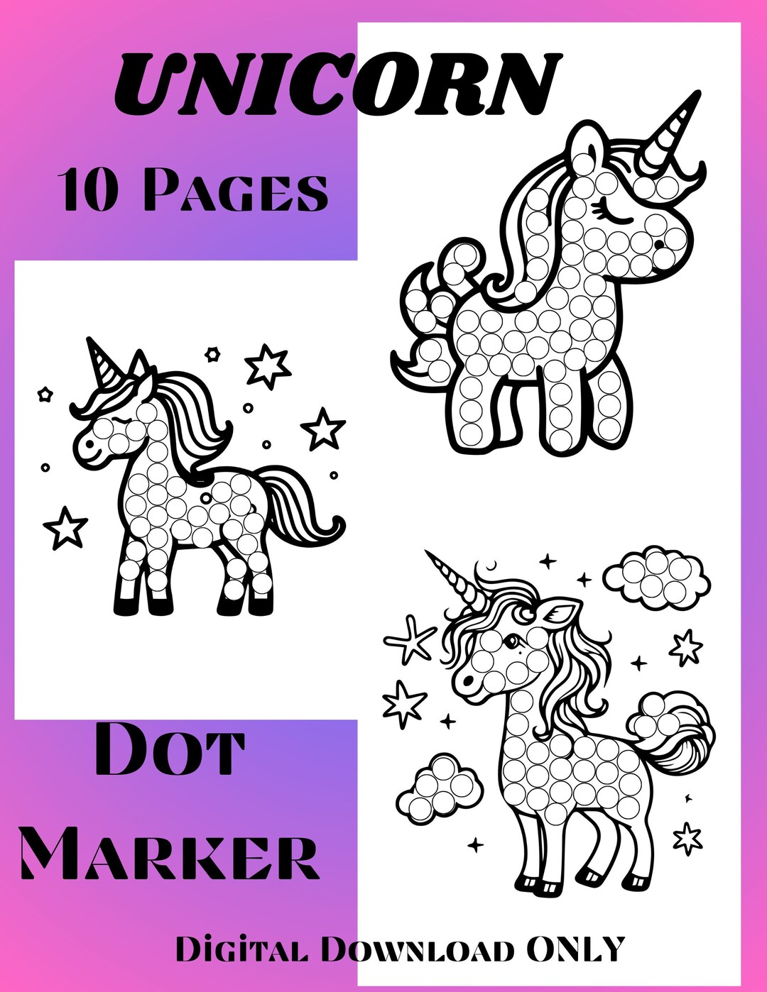 Dot Marker Printable, Dot Marker Unicorn, Do a Dot Activity, Homeschool ...