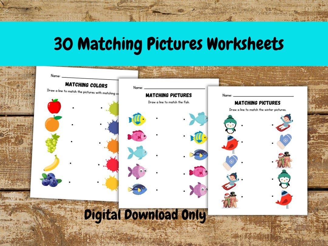 Printable Matching Worksheets, Match the Picture, Homeschool Printable ...