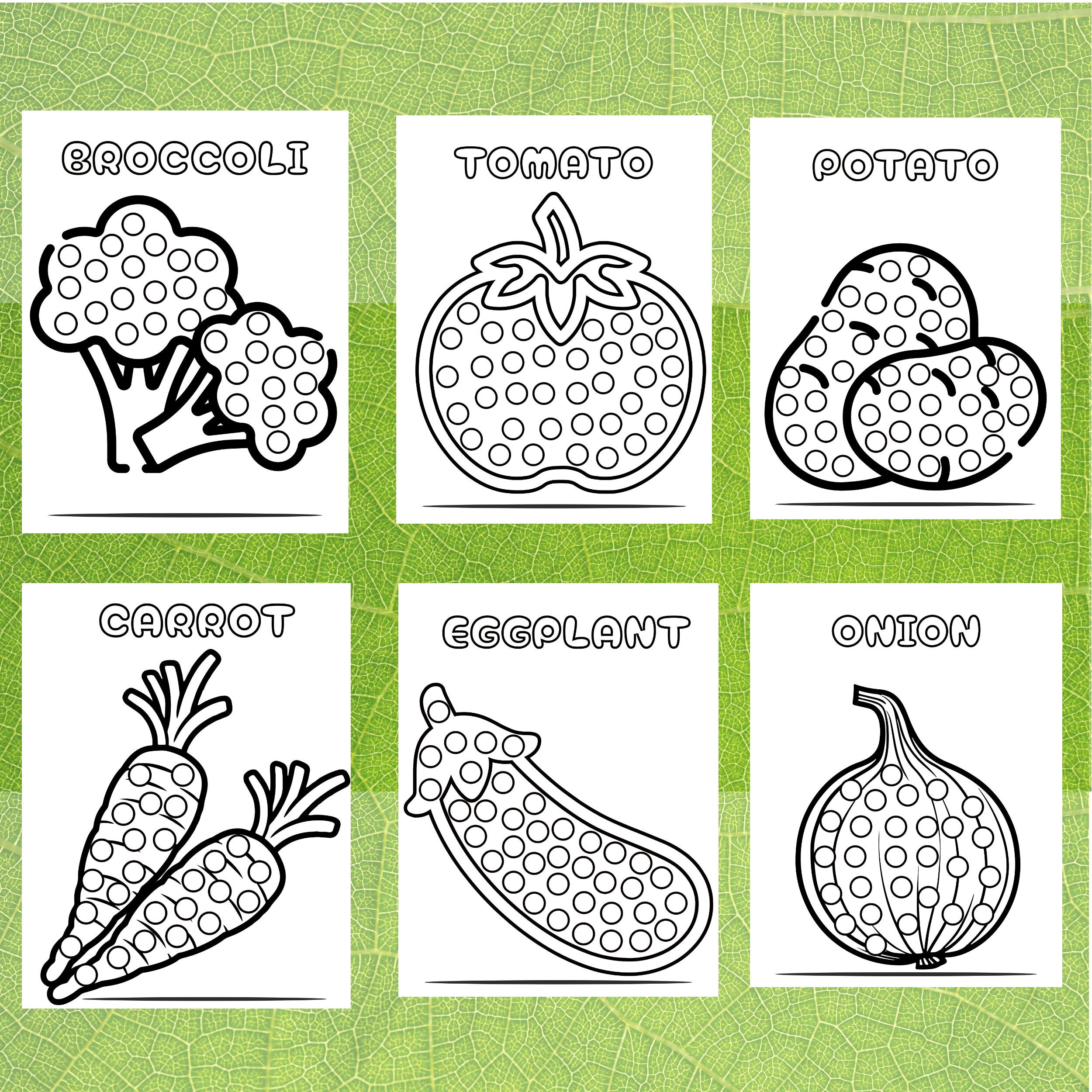 Dot Marker Printable, Dot Marker Fruits, Dot Marker Vegetables, Do a ...