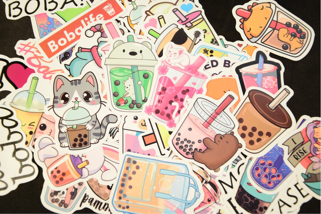 50 Cute Pearl Milk Tea Sticker Set Doodle Stickers Pearl Milk Tea ...