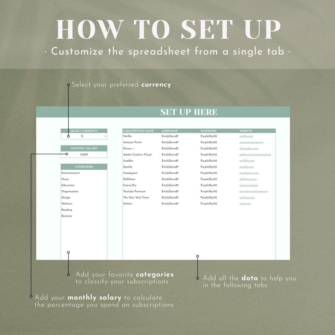 Monthly Subscription Tracker Google Sheets Membership Management ...