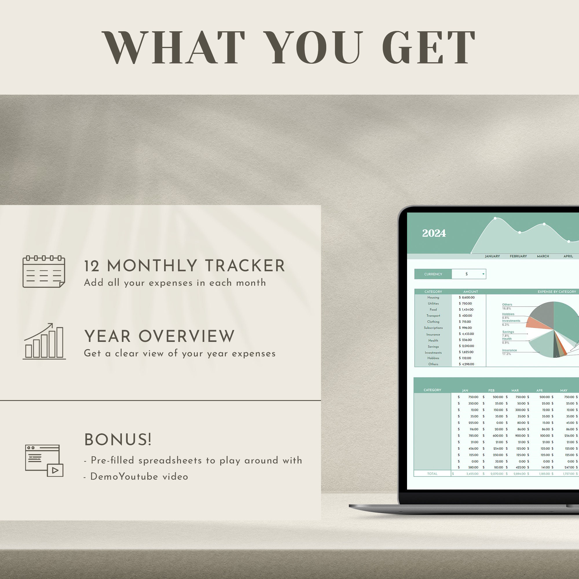 Yearly Expense Tracker Google Sheets Template Budget Expenses ...