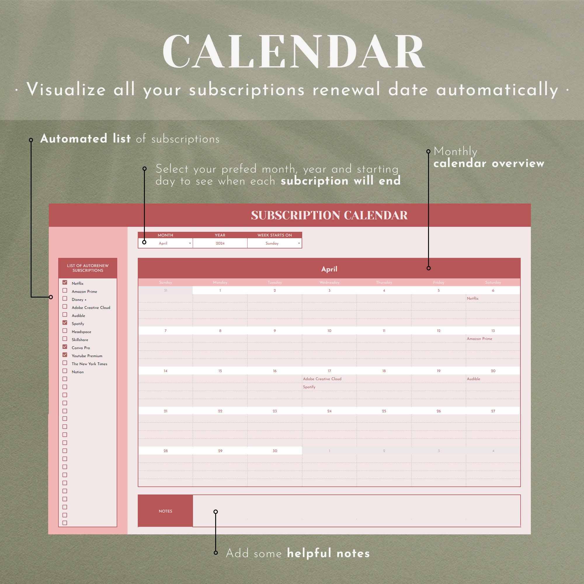 Monthly Subscription Tracker Google Sheets Membership Management ...
