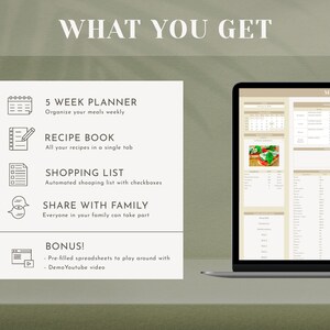 Weekly Meal Planner Google Sheets Grocery List Template Diet Menu Meal ...