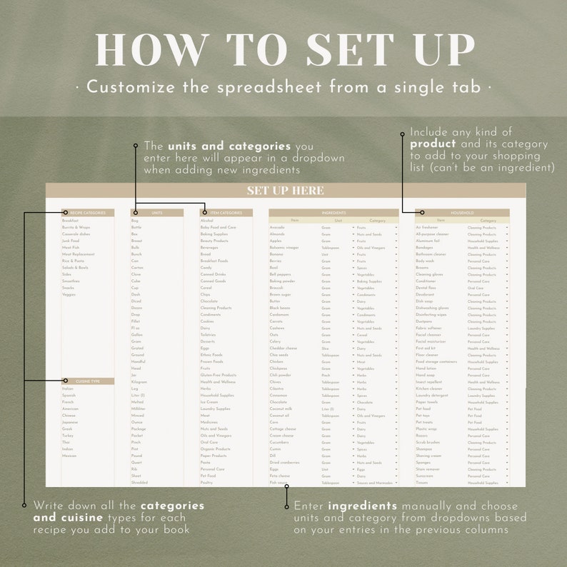 Weekly Meal Planner Google Sheets Grocery List Template Diet Menu Meal ...