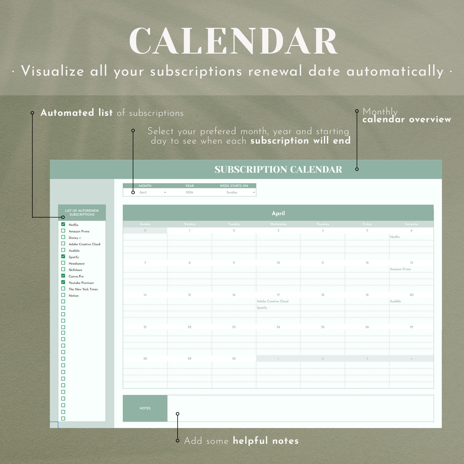 Monthly Subscription Tracker Google Sheets Membership Management ...