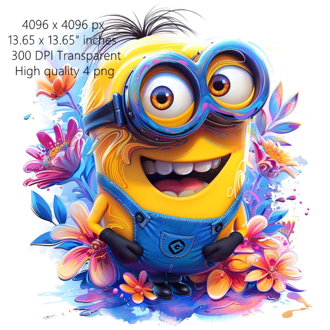 Minions Watercolor Splash Png, Minions 3D Clipart PNG Bundle, Minions ...