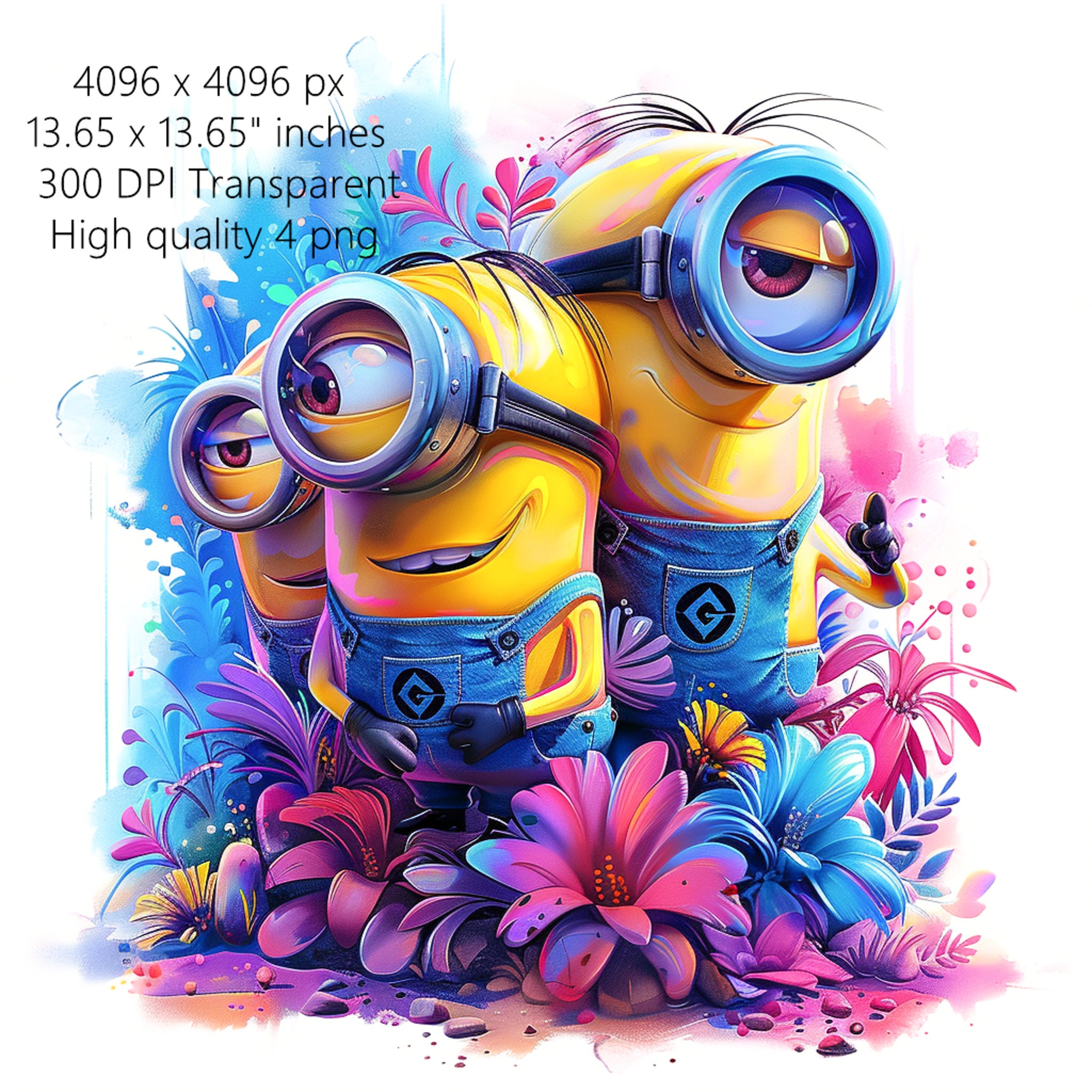 Minions Watercolor Splash Png, Minions 3D Clipart PNG Bundle, Minions ...