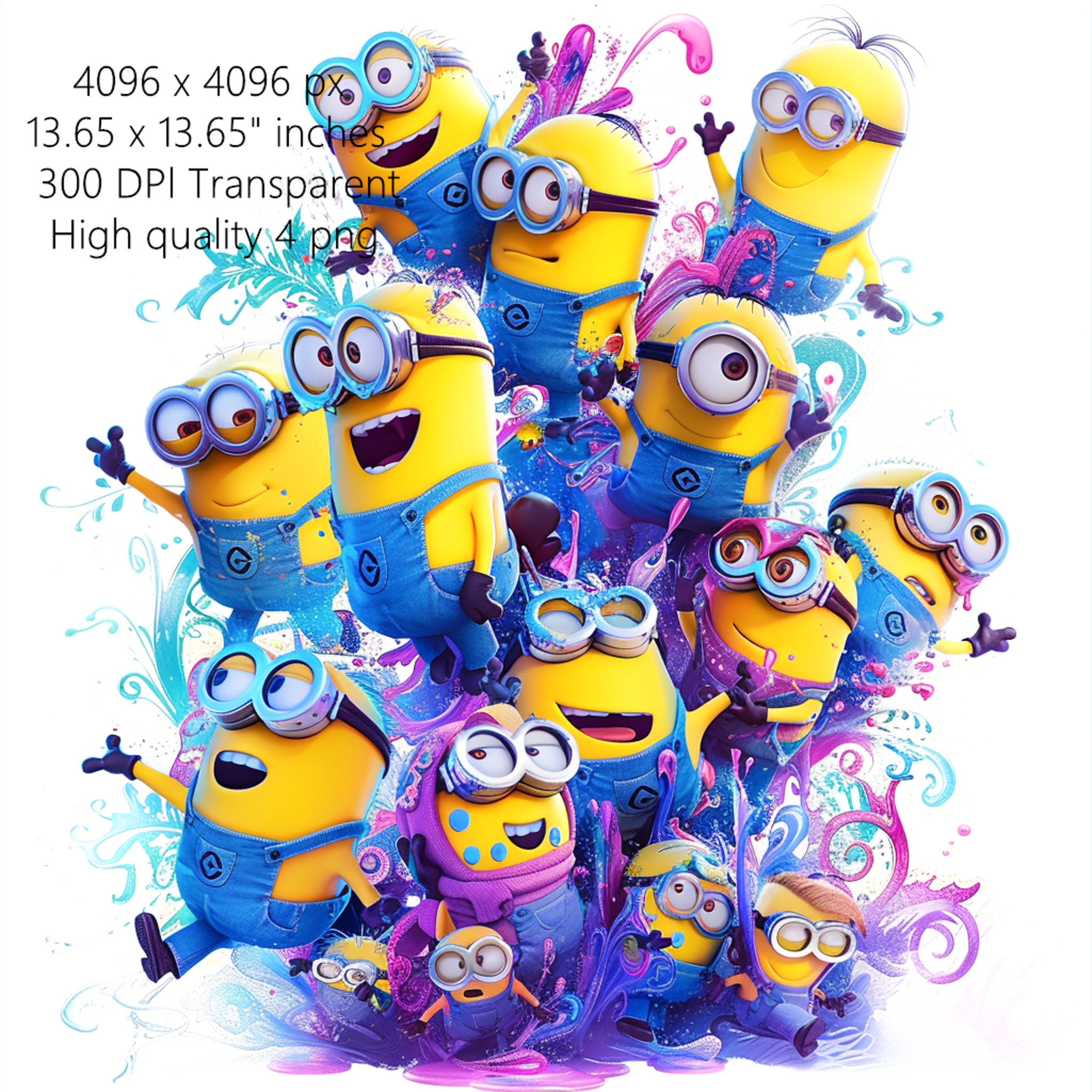 Minions Watercolor Splash Png, Minions 3D Clipart PNG Bundle, Minions ...