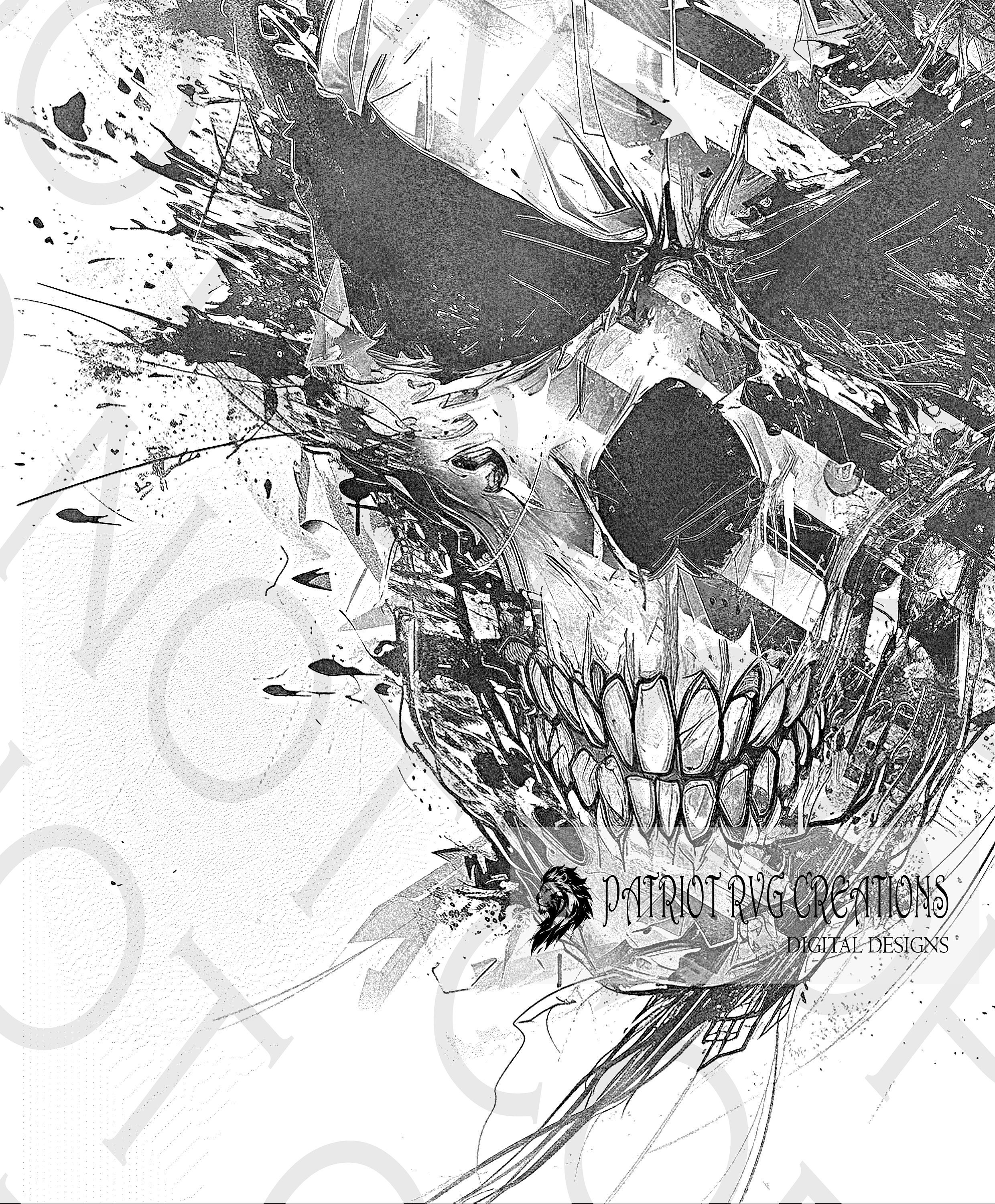 Gritty Skull Vector Art, High Contrast, Xtool S1 Ready (digital File ...