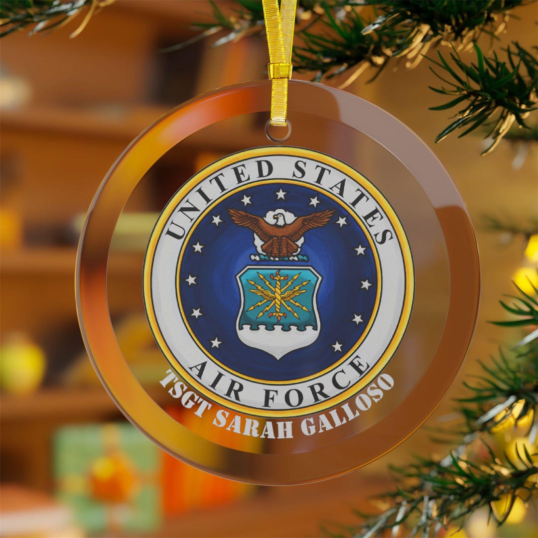 Personalized USAF Glass Ornament, Air Force Military Gift - Etsy