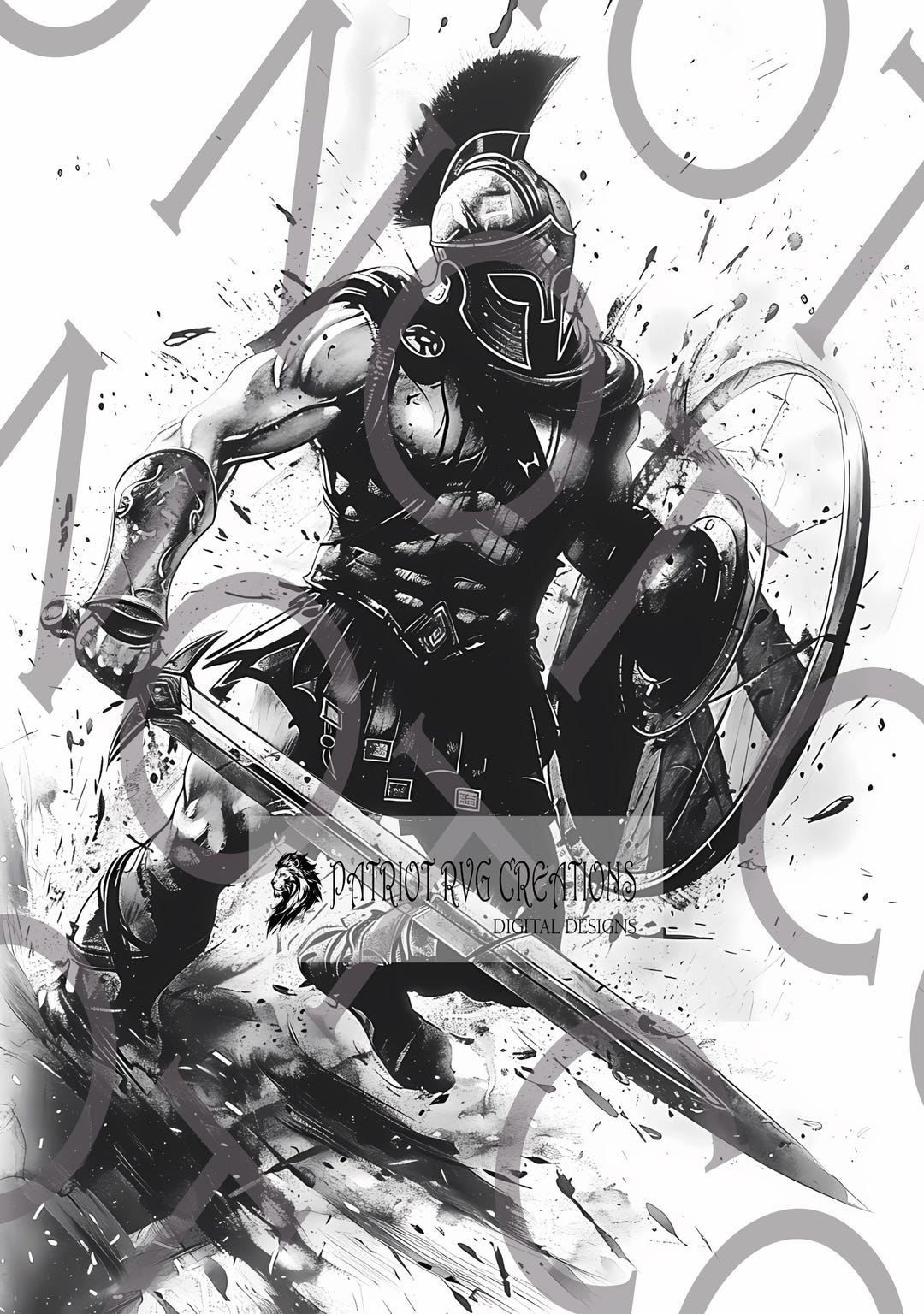 Roman Gladiator Warrior With Sword and Shield Battle Pose Dynamic ...