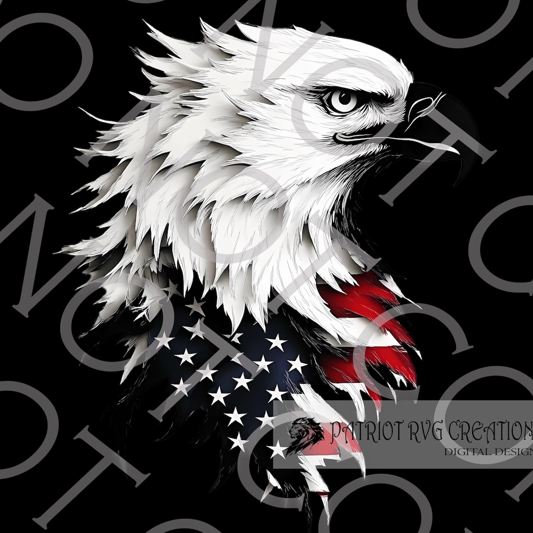 Fierce Eagle Illustration With American Flag Elements - Digital Art for ...