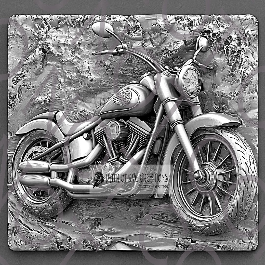 Detailed Motorcycle Relief Design for Rustic Wall Art, Biker Garage ...