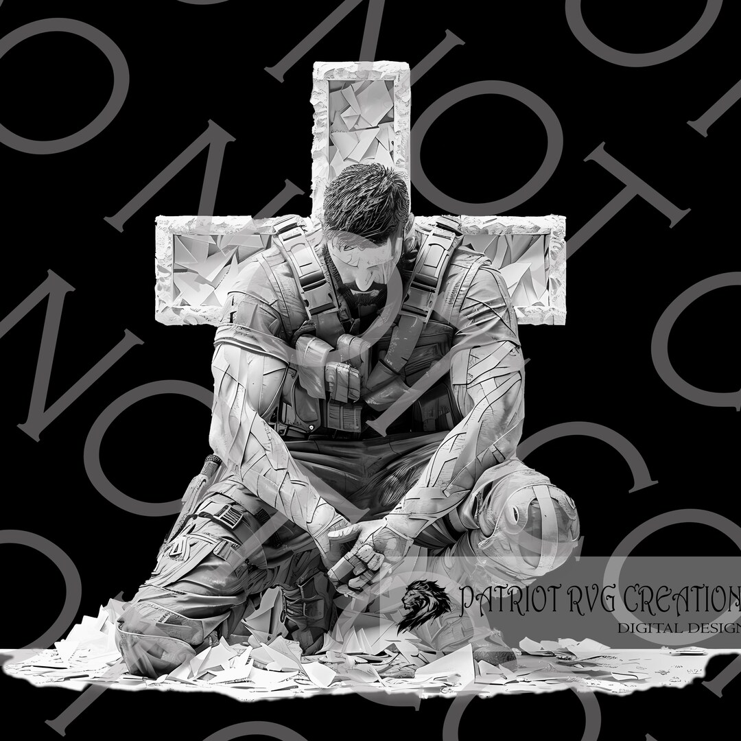 Praying Warrior Digital Art – Armored Figure, Contemplative Design ...