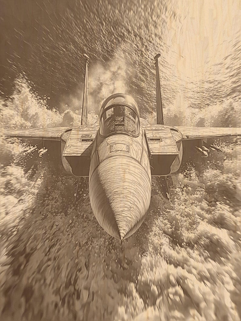 Fighter Jet Ocean Spray Artwork – Military Aviation Laser Engraving ...