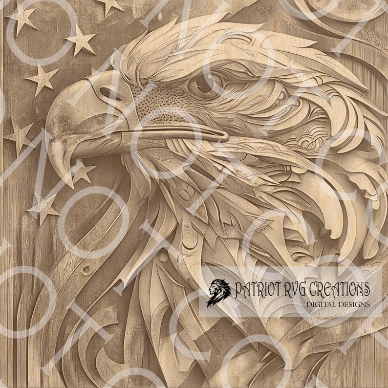 American Flag Eagle Head 3D Relief Design (digital File) - Etsy