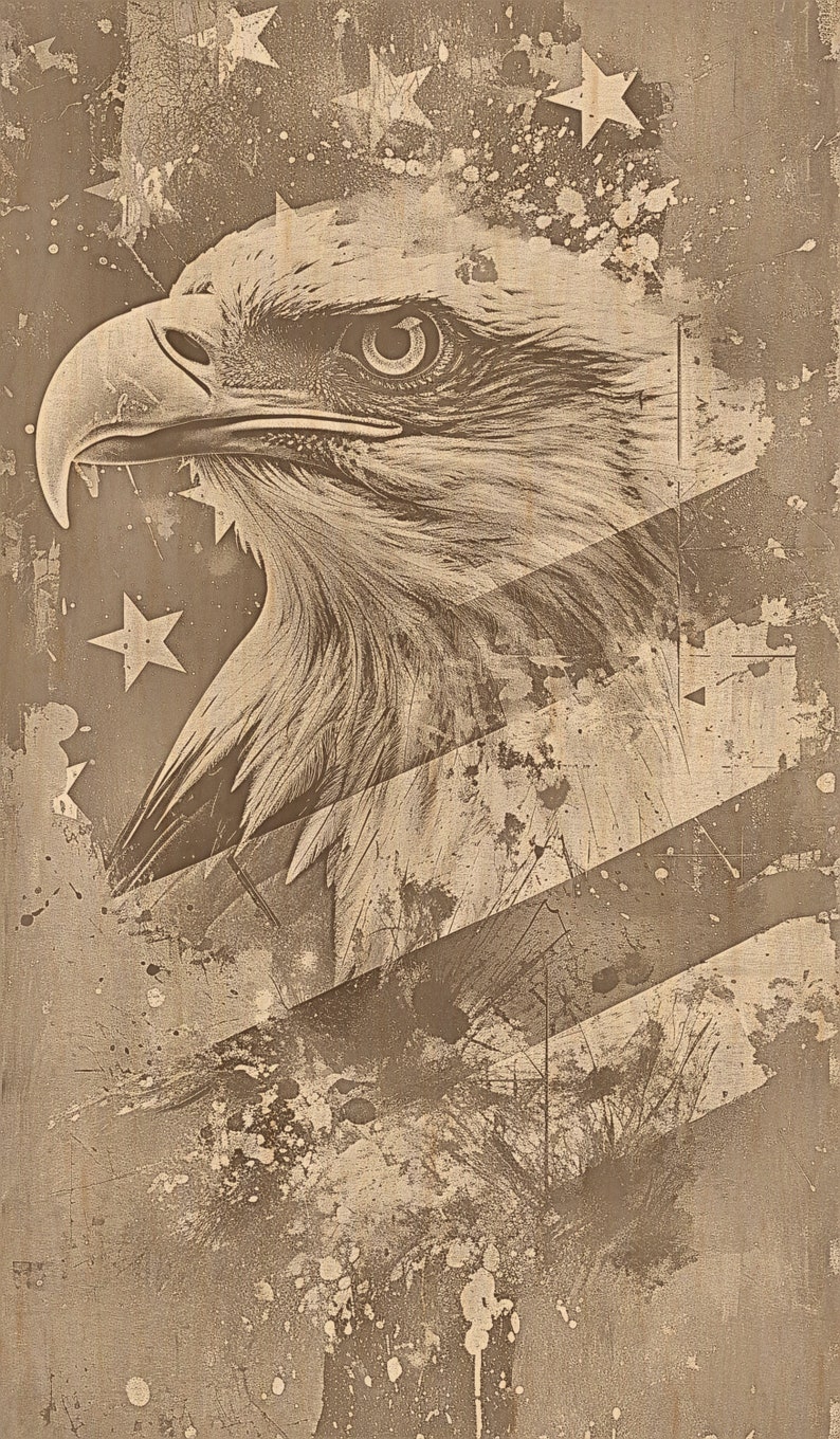 Xtool S1 Ready File, 3D Design, Digital File, Bald Eagle, American Flag ...
