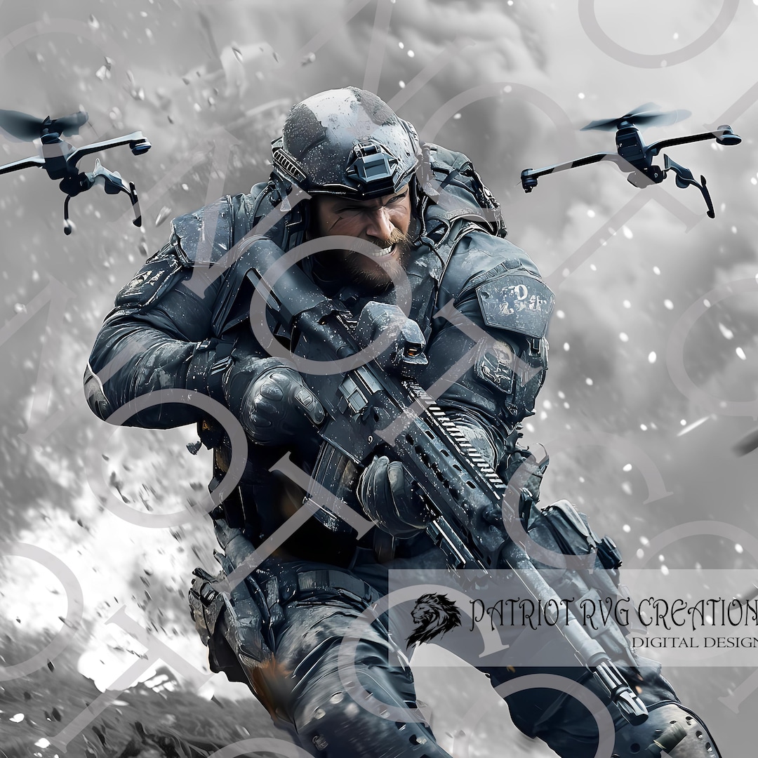 Tactical Soldier Art – Modern Warfare Illustration With Drones (digital ...