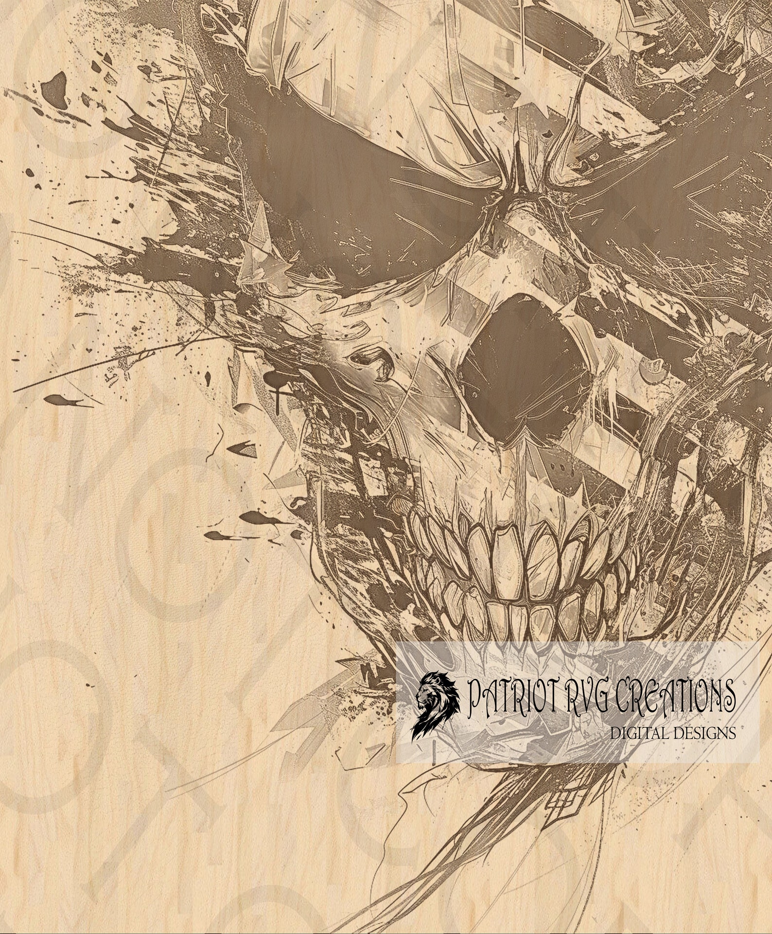 Gritty Skull Vector Art, High Contrast, Xtool S1 Ready (digital File ...