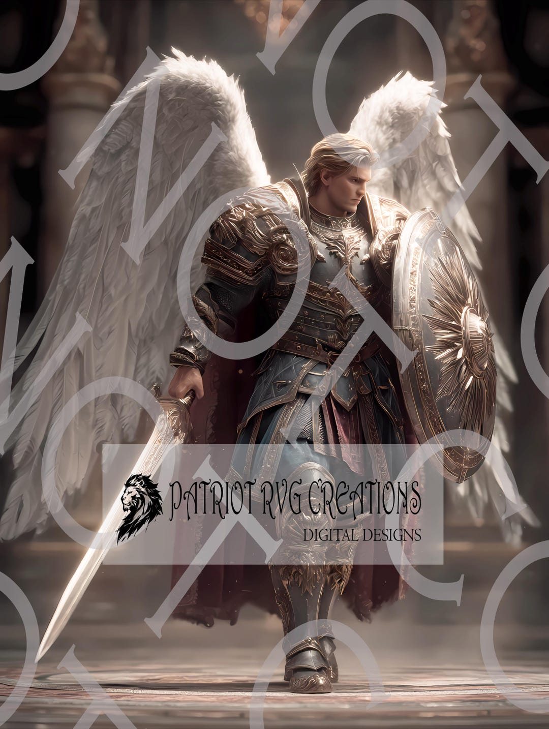 Guardian Angel Warrior With Sword and Shield Religious Protector ...