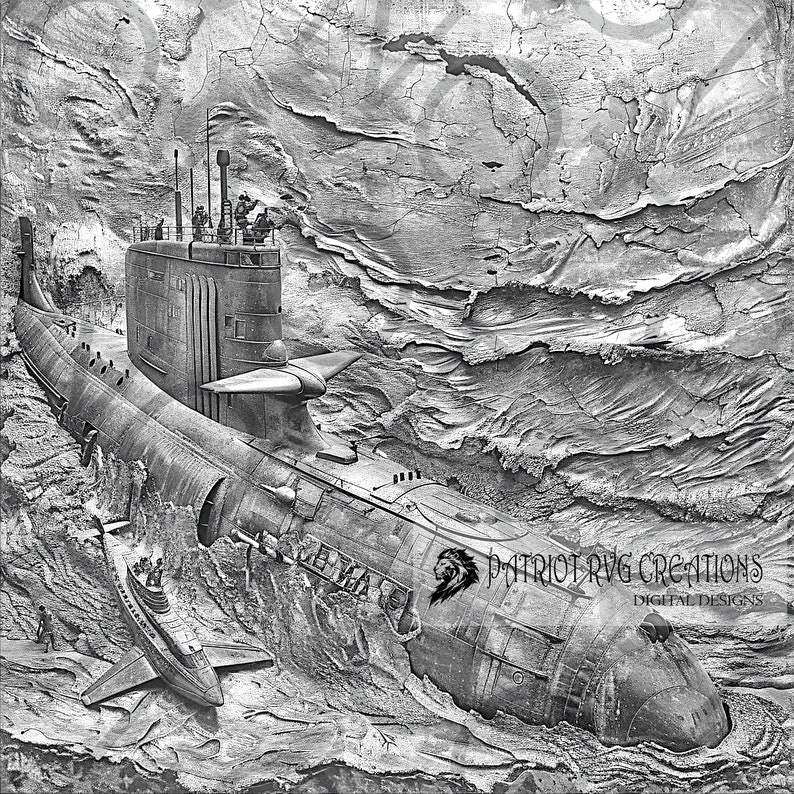 Submarine Bas-relief Sculpture, Xtool S1 Ready File (digital Art) - Etsy