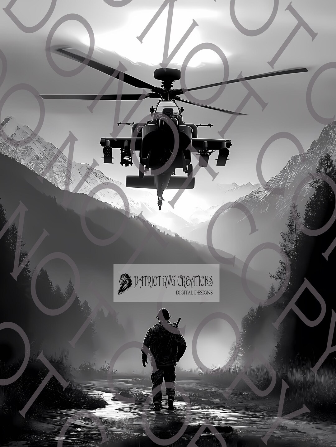 Apache Helicopter With Soldier in Mountain Landscape | Military ...