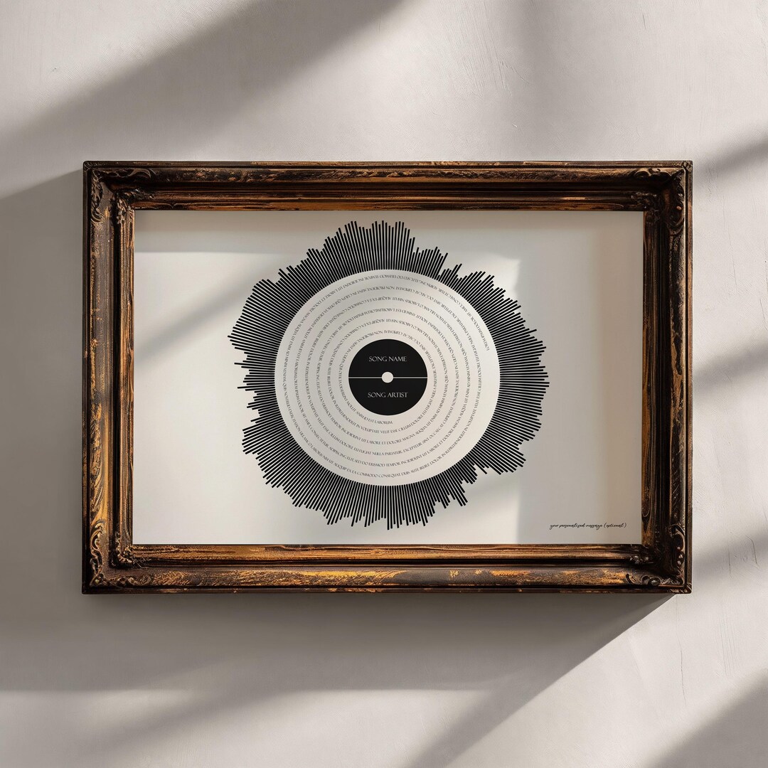 Custom Vinyl Record Lyric Soundwave Digital Poster Personalized Room ...