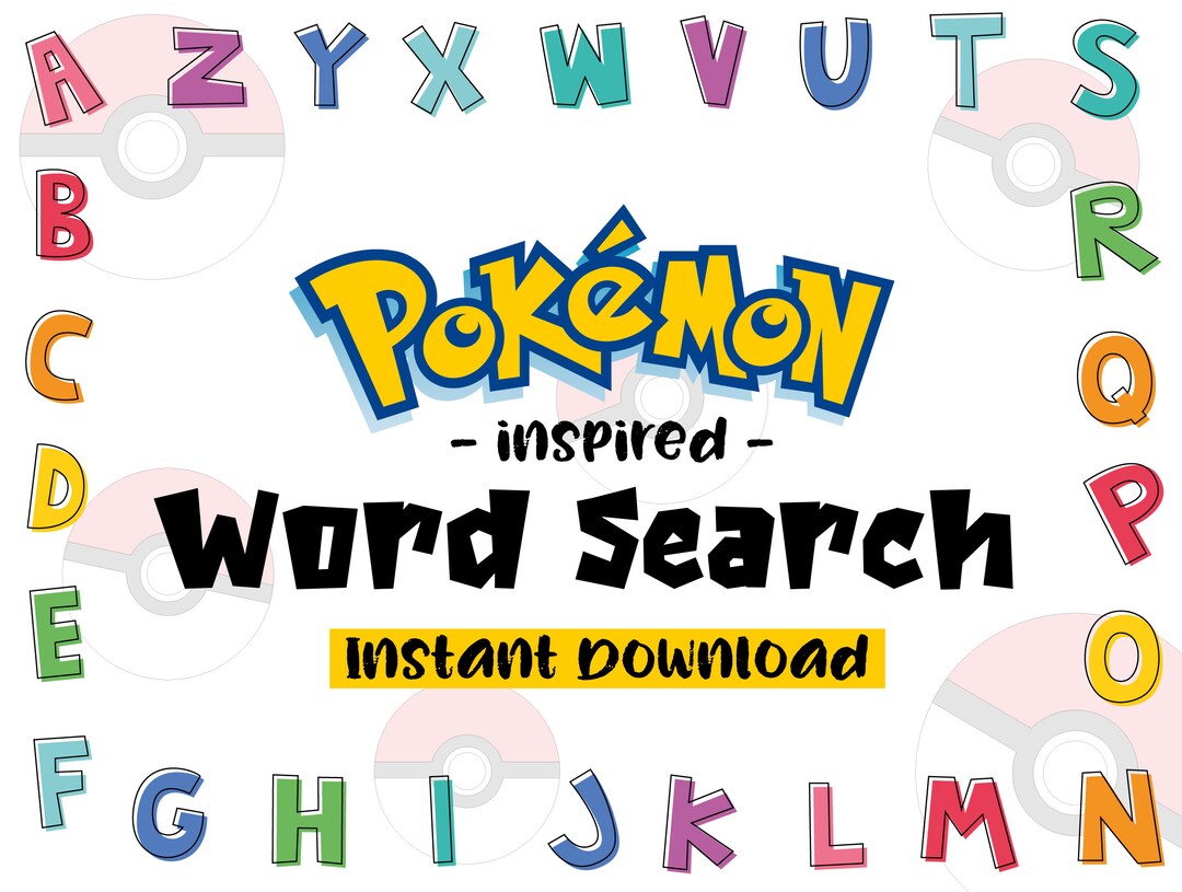 PRINTABLE Pokemon Word Search, Word Search for Kids, Educational ...