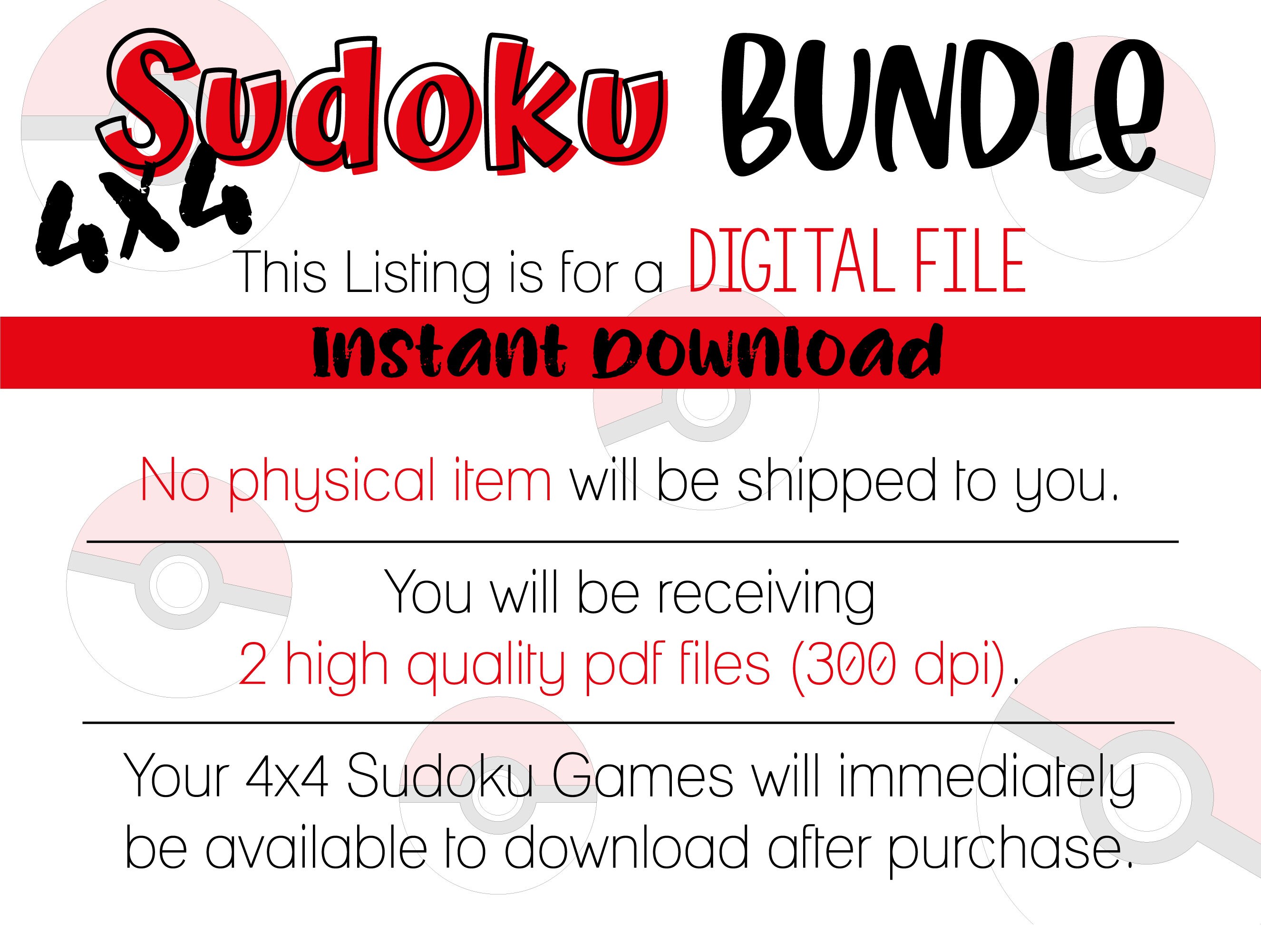 PRINTABLE Pokemon 4x4 Sudoku, Sudoku for Kids, Educational Printable ...