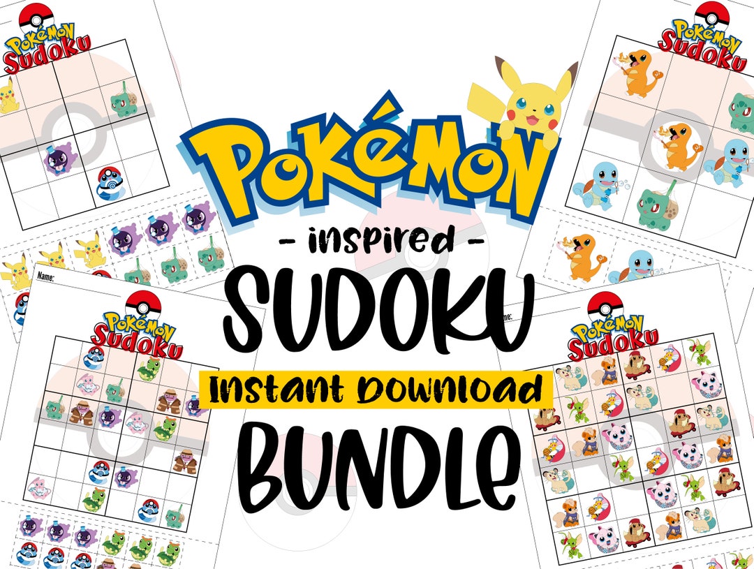 PRINTABLE Pokemon Sudoku Bundle, Sudoku for Kids, Educational Printable ...