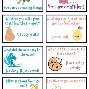 Lunch Box Notes for School - Affirmations for Kids - Jokes for Kids ...