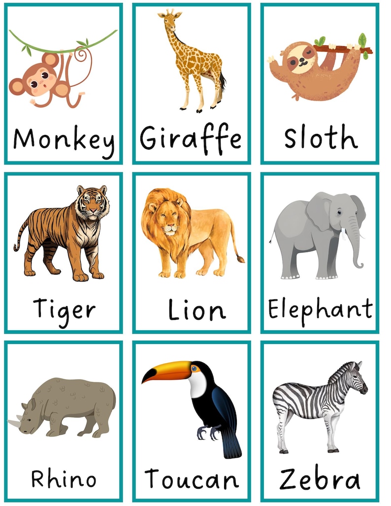 Animal Flashcards for Kids - Printable Educational Flashcards - 7 Pages ...