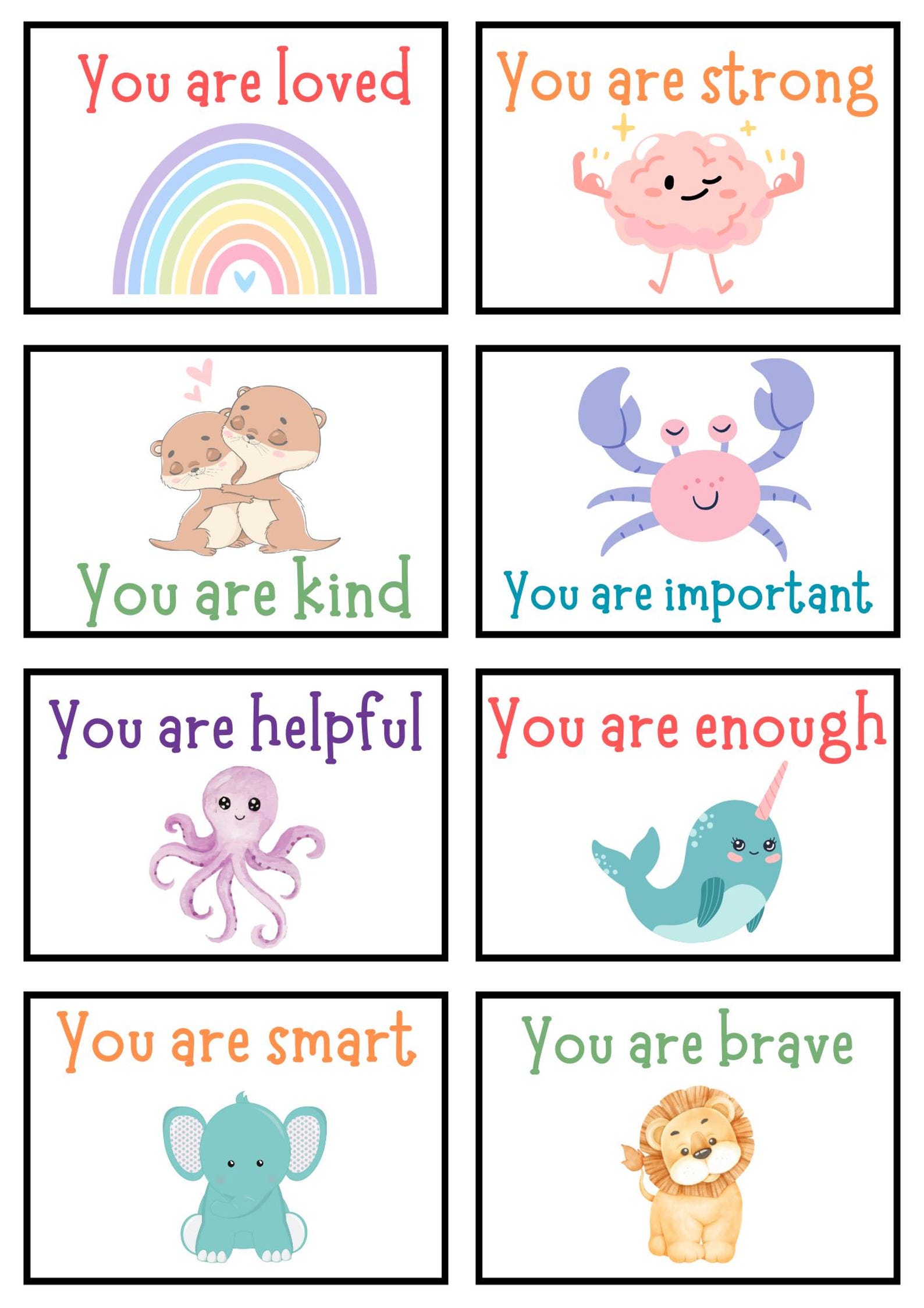 Lunch Box Notes for School - Affirmations for Kids - Jokes for Kids ...