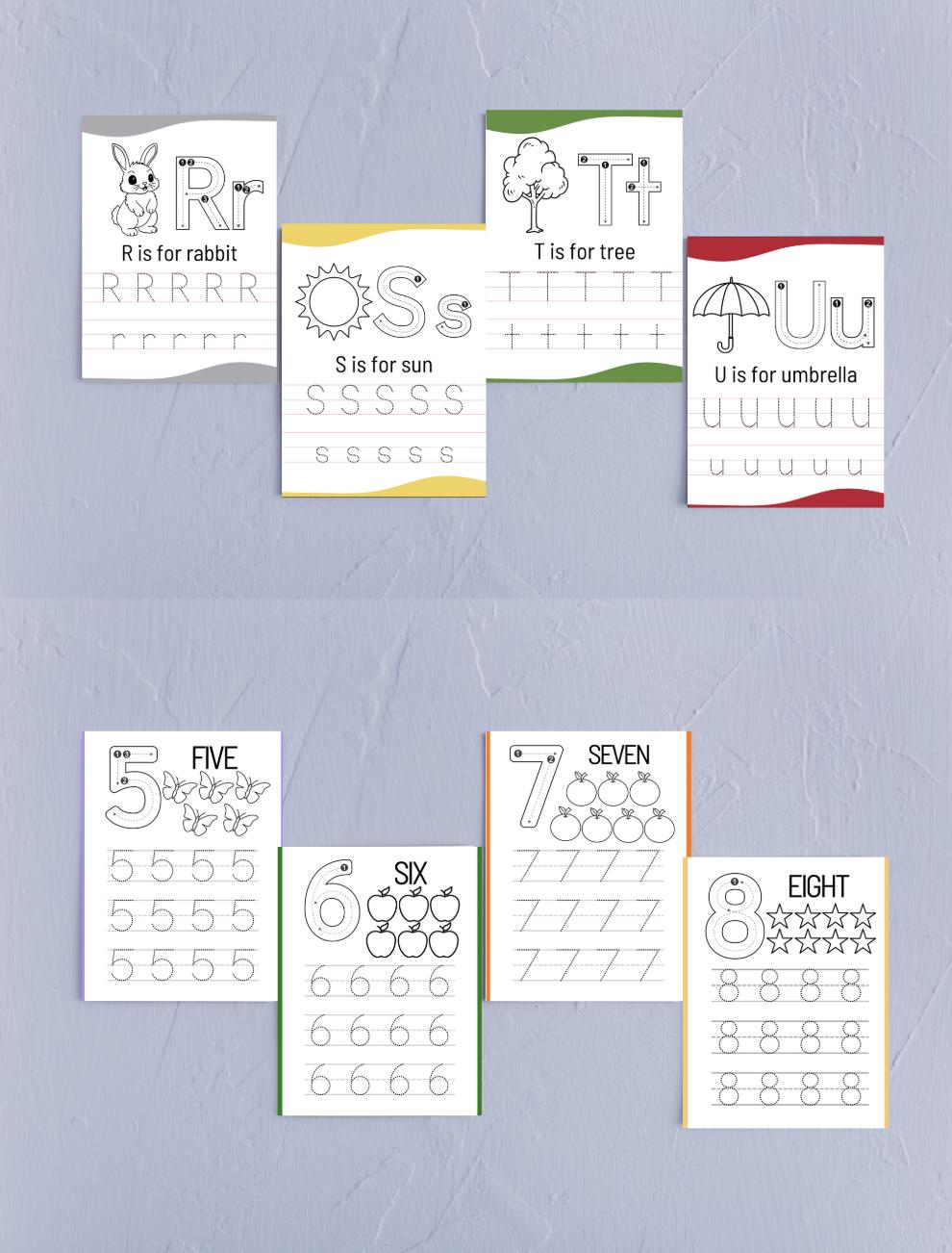 Letter Tracing Sheets A-Z and Numbers 1-10 With Pictures to Color ...