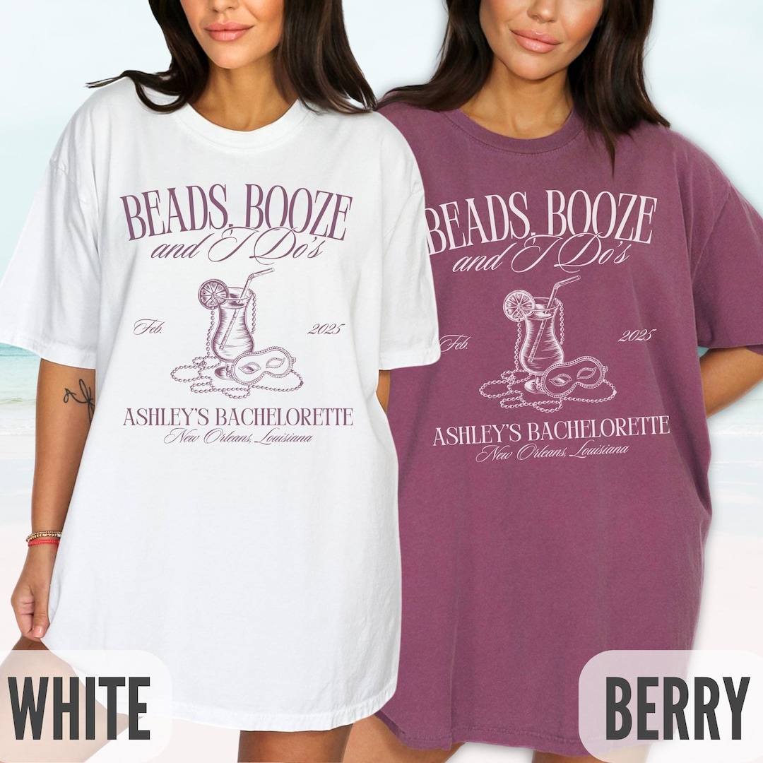 New Orleans Bachelorette Party Shirts, Personalized Beads Booze & I Do ...