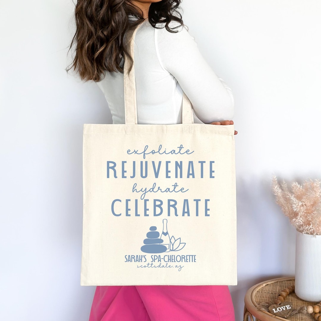Spa Bachelorette Tote Bags, Custom Spa Day Bach Party Favors ...