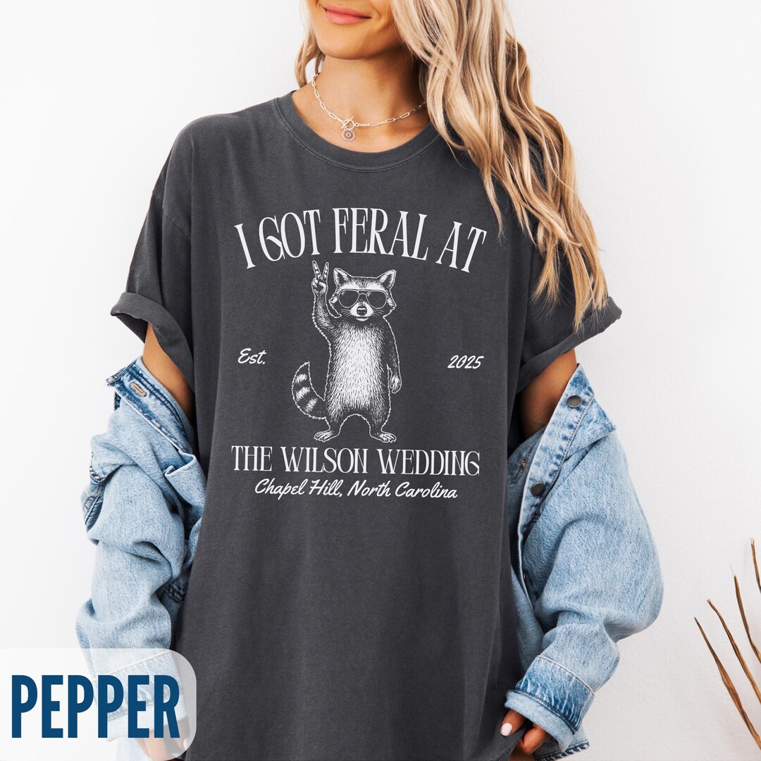 Custom Wedding Toss Shirts, Personalized Feral Raccoon Guest Tshirt ...