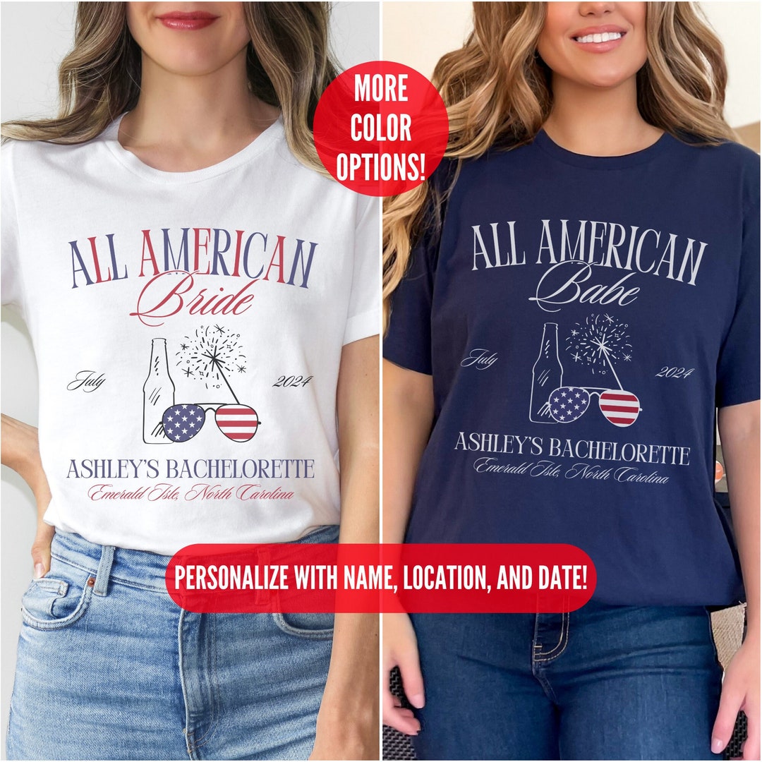 Personalized Bachelorette Party Shirts, All American Bride and Babe ...