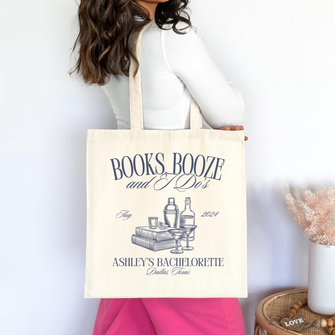Book Bachelorette Tote Bags, Custom Books Booze & I Do's Bach Party ...
