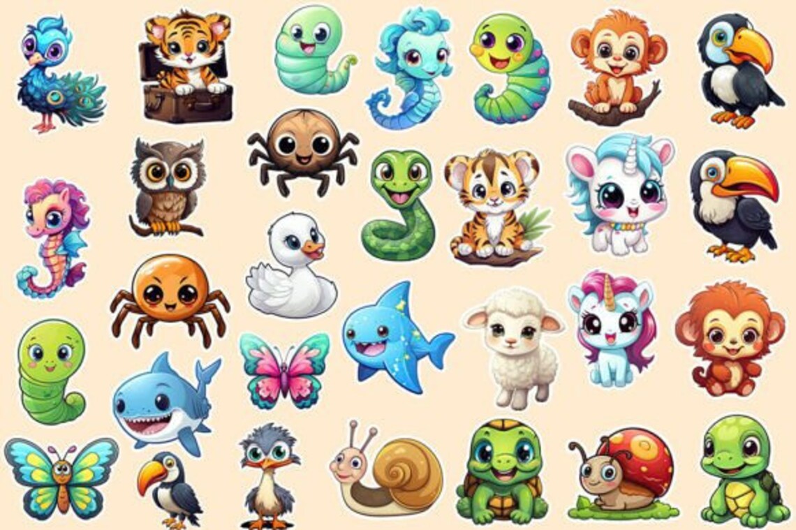 150 Cute Baby Animals Stickers - Etsy
